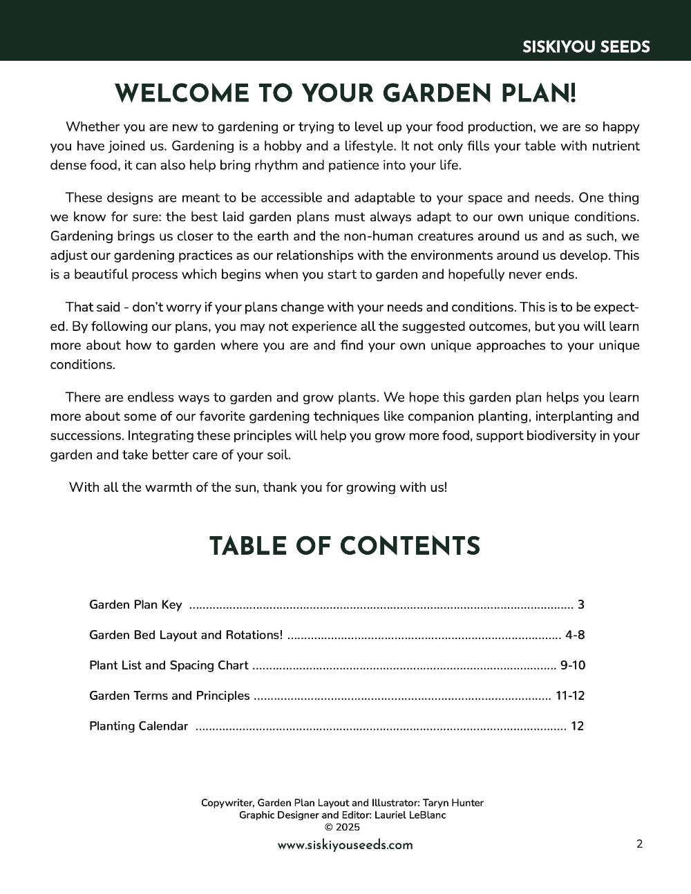 Garden Plans | Siskiyou Seeds